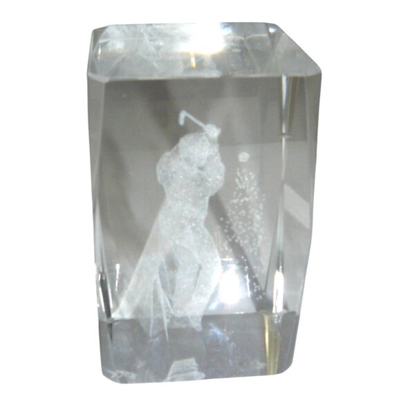 Accents | 3d Laser Etched Crystal Hologram Golf Player Figurine ...